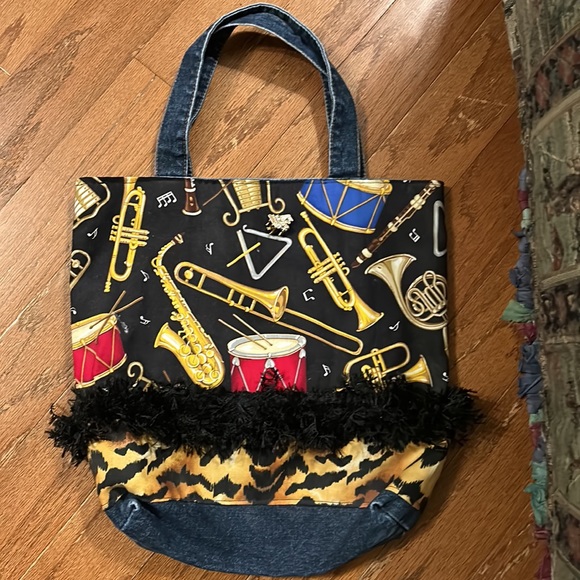 Bags | Musical Instrument Denim Tote Bag | Poshmark